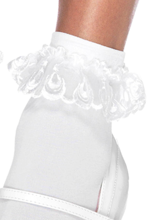 Ruffle Anklet Socks in White - The Sugarpuss Collection